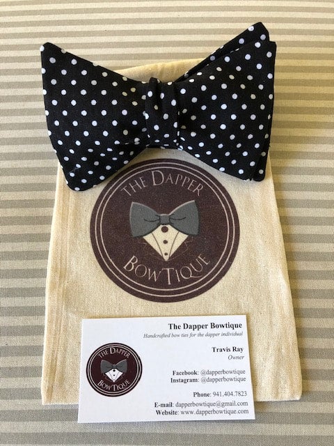 Black and white polka dot bow tie set | Dapper Bowtique